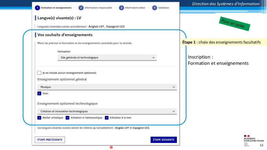 4 -Inscription en ligne Lycée- Parcours Parents - Institutionnel Éducatif